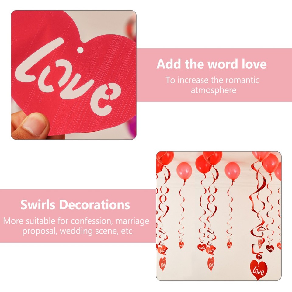 2 Sets/12pcs Heart Decor Valentine Decorations Valentines Day Hanging ...