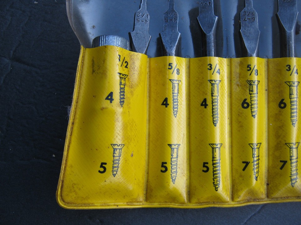 Vintage Sears Craftsman Wood Screw Pilot Bit Set 4204 | eBay