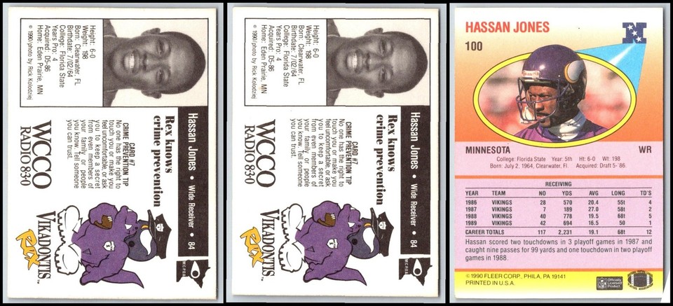 1990 Hassan Jones (3) Card Lot - Running Low – Final Chance to Order ...