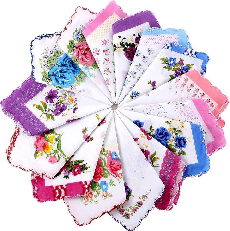 15 Pieces Ladies Hankies Women Floral Handkerchiefs Vintage ...