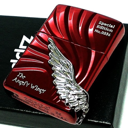Zippo Angel Wing Metal Silver Wine Red Etching Lighter Limited Special ...