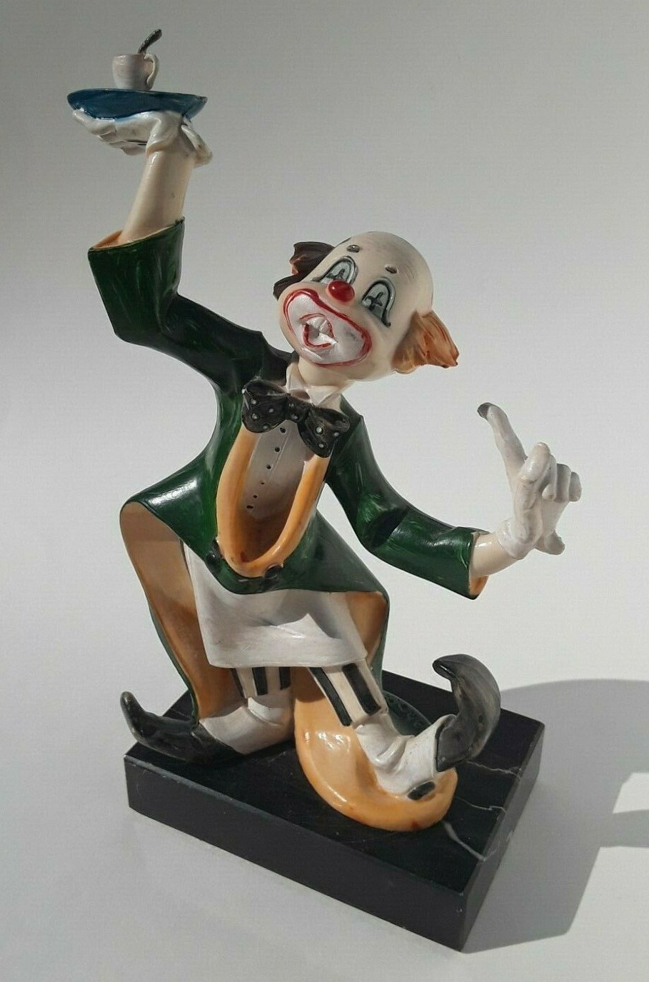 FONTANINI SIMONETTI CLOWN WAITER STATUE DEPOSE ITALY 951 CARRARA MARBLE ...