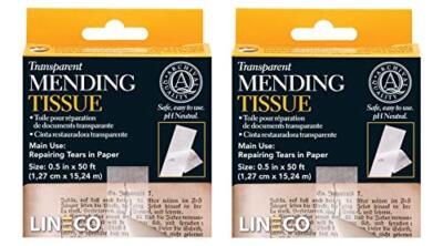 Lineco Transparent Mending Tissue 1/2" x 50', Set of 2 | eBay