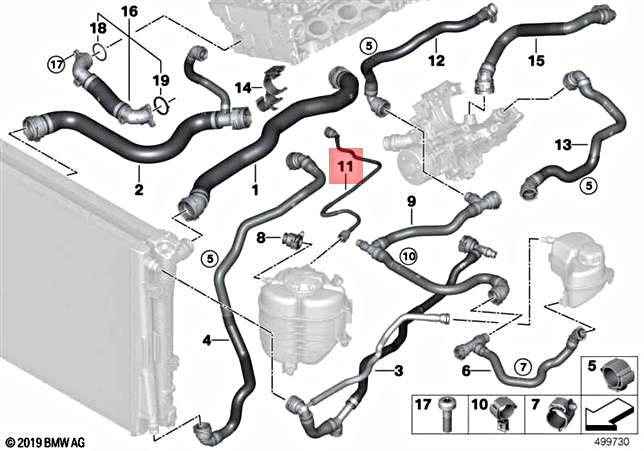 Genuine BMW G20 320i 330i 330iX Pipe Expansion Tank-Cylinder Head ...