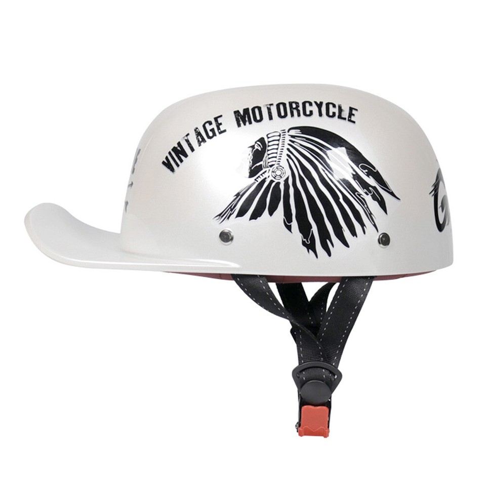 Vintage Open Face Motorcycle Half Helmet Baseball Cap Bike Scooter Jet ...