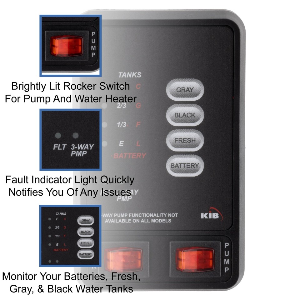 RecPro RV KIB Tank Sensor Panel | Monitor Black Gray Fresh Water | Wire ...