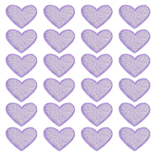 24Pcs Solid Violet Small Heart Patch Embroidered Appliques Patches 1 ...