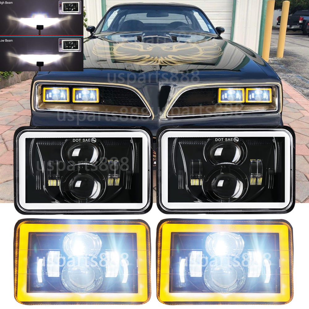 4pcs 4x6" LED Headlights Fit Pontiac Firebird Trans AM 1977 1978 1979 ...
