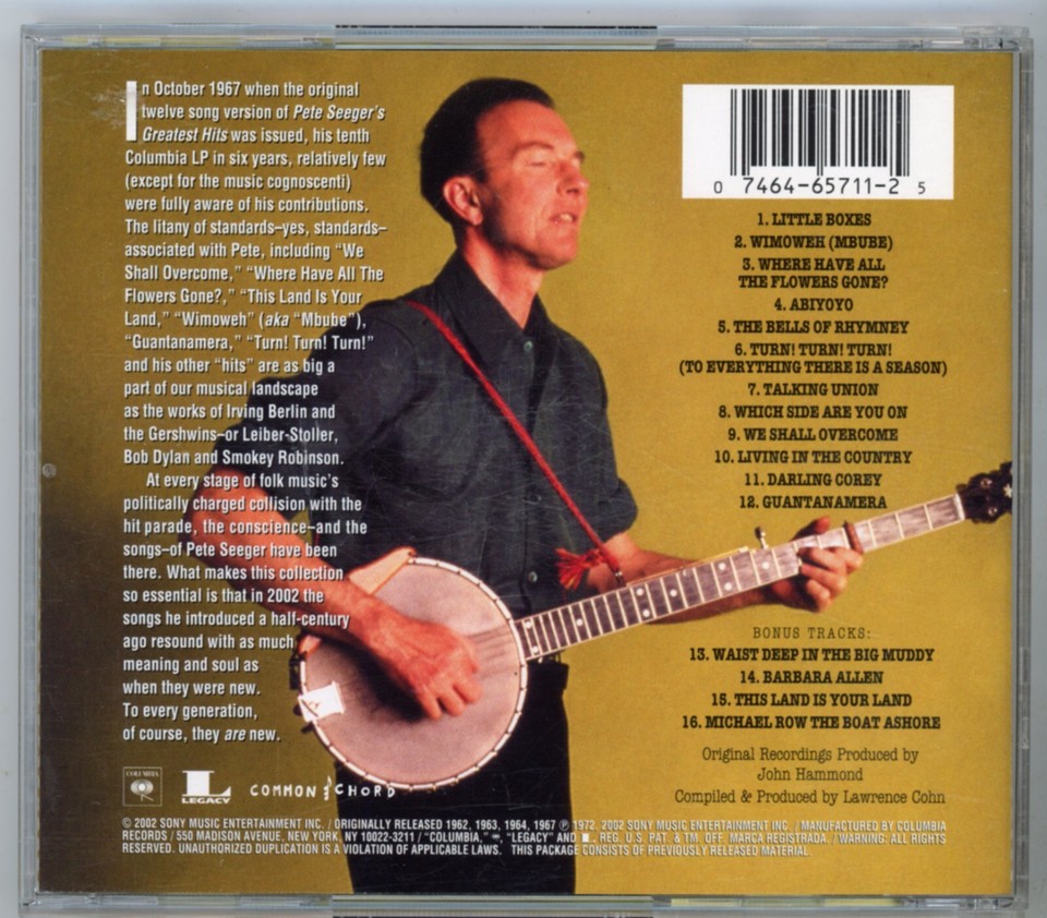 Pete Seeger's Greatest Hits by Seeger, Pete (CD, 2002) | eBay