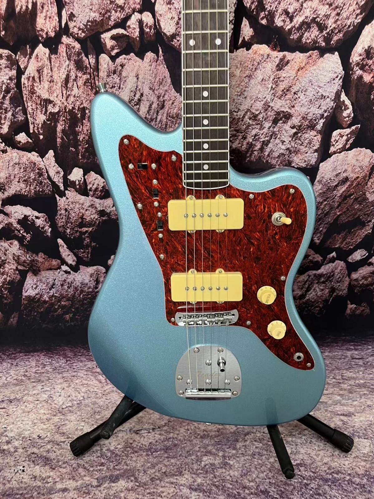 Factory high-end custom electric guitar Jazzmaster Metal Blue color hot ...