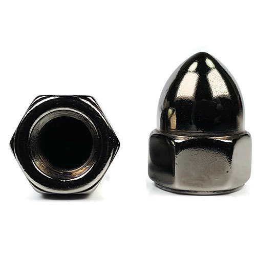Black Chrome Steel High Crown Cap Acorn Nuts USA Made - #10-24 to 5/8 ...