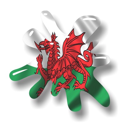 Retro Old School SPLAT & Welsh Dragon Wales CYMRU Flag vinyl car ...