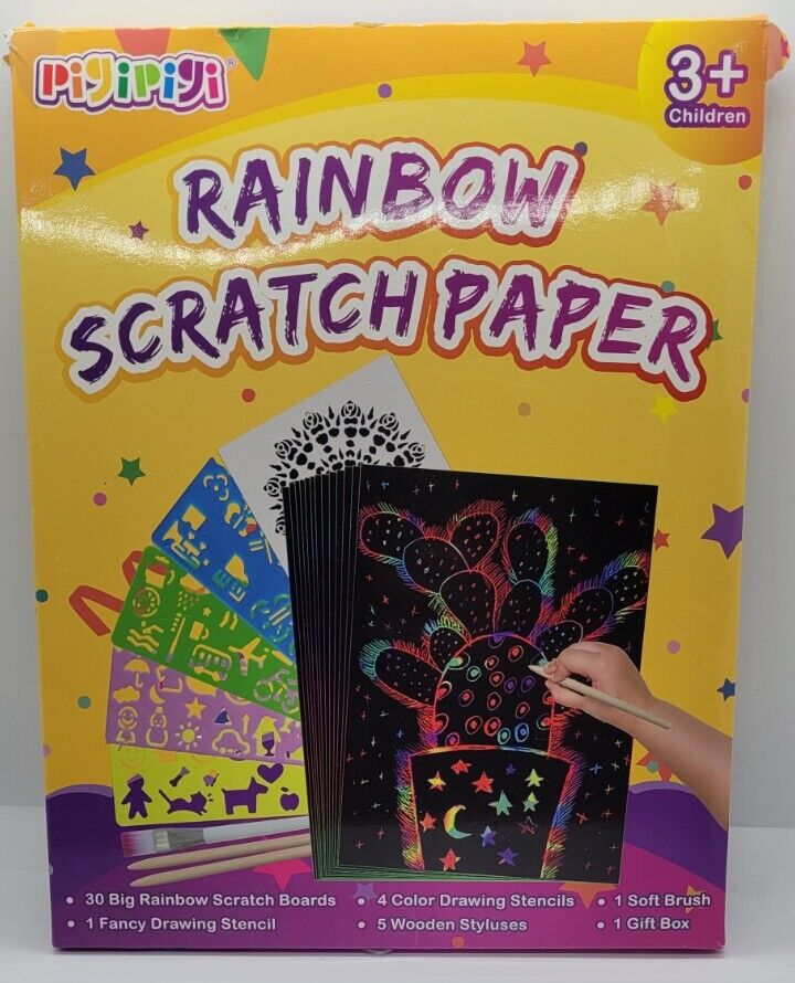 Rainbow Scratch Paper Pigipigi 30 Big Boards Art For Kids 3+ | eBay