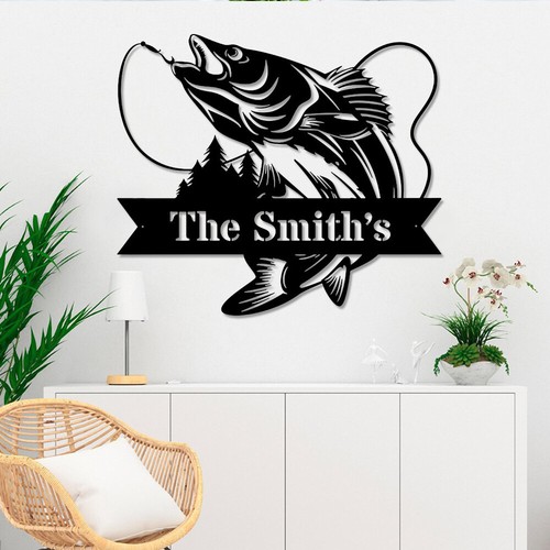 Personalized Walleye Fishing Metal Signs, Custom Fishing Metal Wall ...