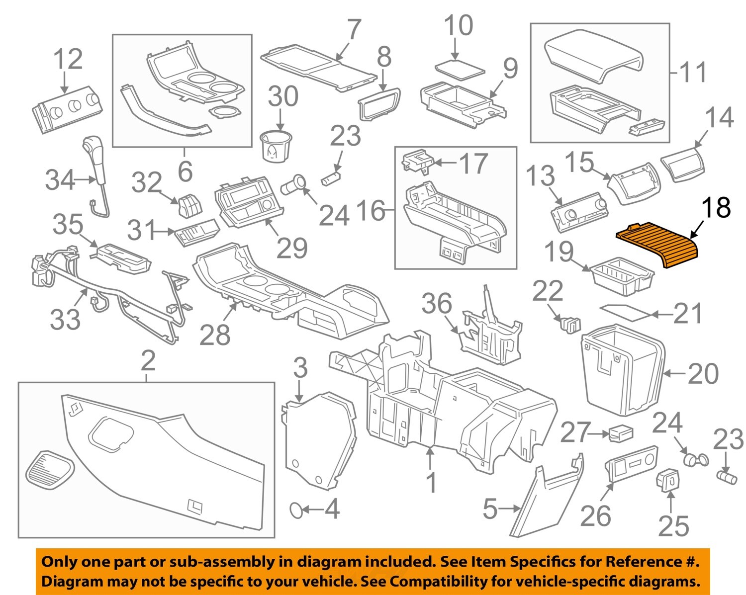 ACADIA ENCLAVE TRAVERSE BLACK CENTER CONSOLE SLIDING DOOR 2009-2017 NEW ...