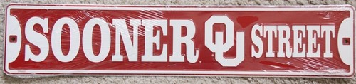 UNIVERSITY OF OKLAHOMA 'SOONER STREET' LARGE METAL SIGN | eBay