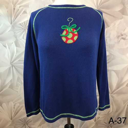 Quacker Factory Ugly Christmas Top Bright Blue Size Large | eBay