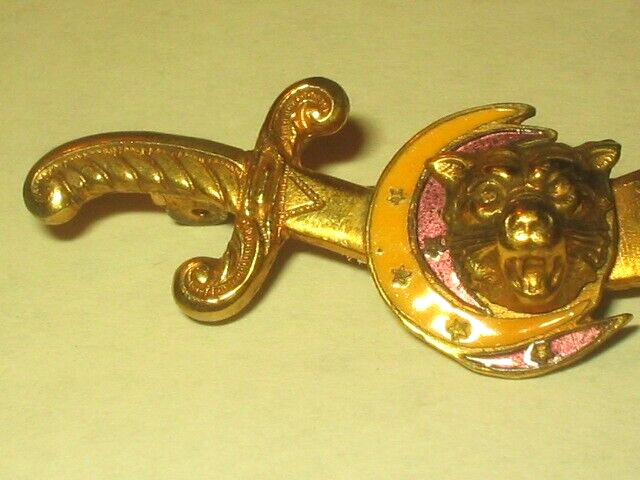 Masonic Freemason SHRINER Sword Vintage Gold Brooch L… - Gem