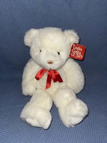 Gund Bunky 1985 Excellent Teddy Bear 14 IN White Stuffed Plush Toy Rare ...