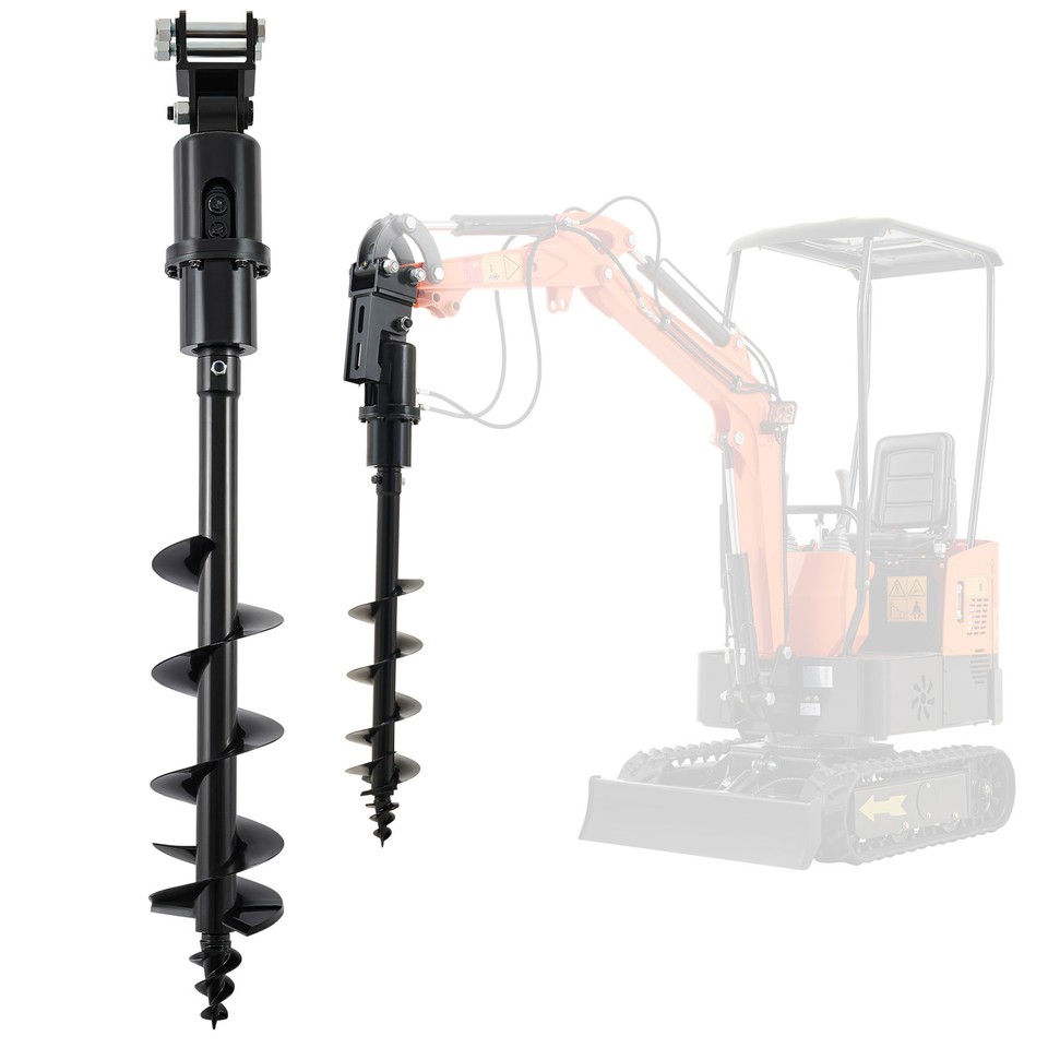 200mm Diameter Auger Drill for 1Ton-1.5Ton Mini Excavator Small Digger ...
