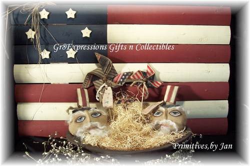 Handmade Primitive Grungy Uncle Sam and Pinwheels Tucks Bowl fillers ...