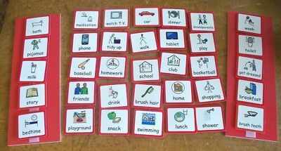 35 Picture Cards Schedule Board Autism ASD Visual Schedule Home | eBay