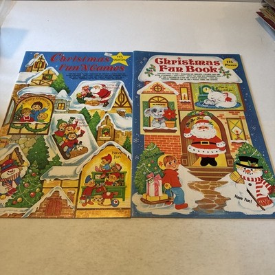 Lot of 2 Christmas Fun N Games Activity Books ornaments envelopes craft ...