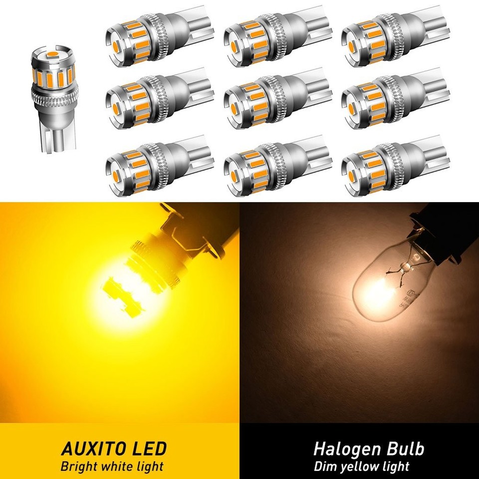 10X SMD 13 T10 LED 501 PUSH W5W WEDGE 360 HID AMBER SIDE LIGHT BULB ...