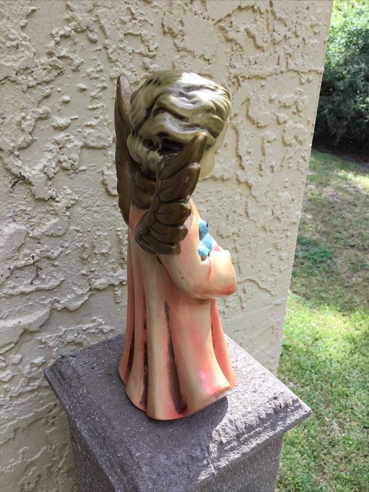 Vintage Composite Singing GIRL ANGEL Playing Mandolin 7" Tall | eBay