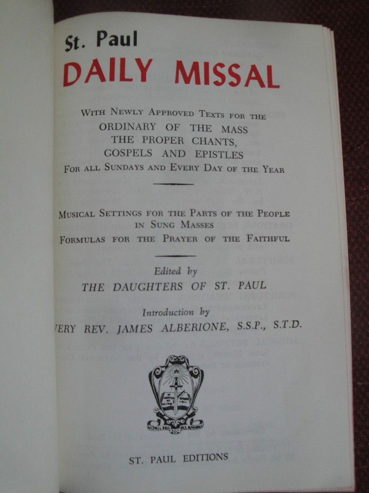 Saint Paul Daily Missal St. Paul Editions Hardcover - 1966 | eBay