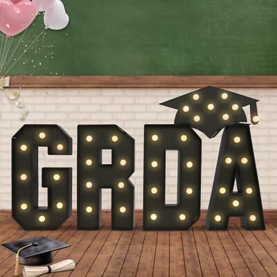 GRAD Light Up Letters Graduation Decoration KT Board LED Letter Lights ...