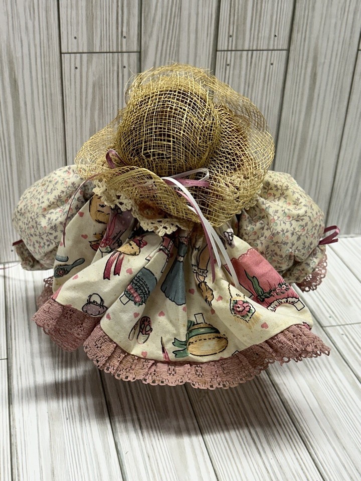 Shelf Sitter Wooden Country Rag Doll Girl Handcrafted Hand Painted Face ...