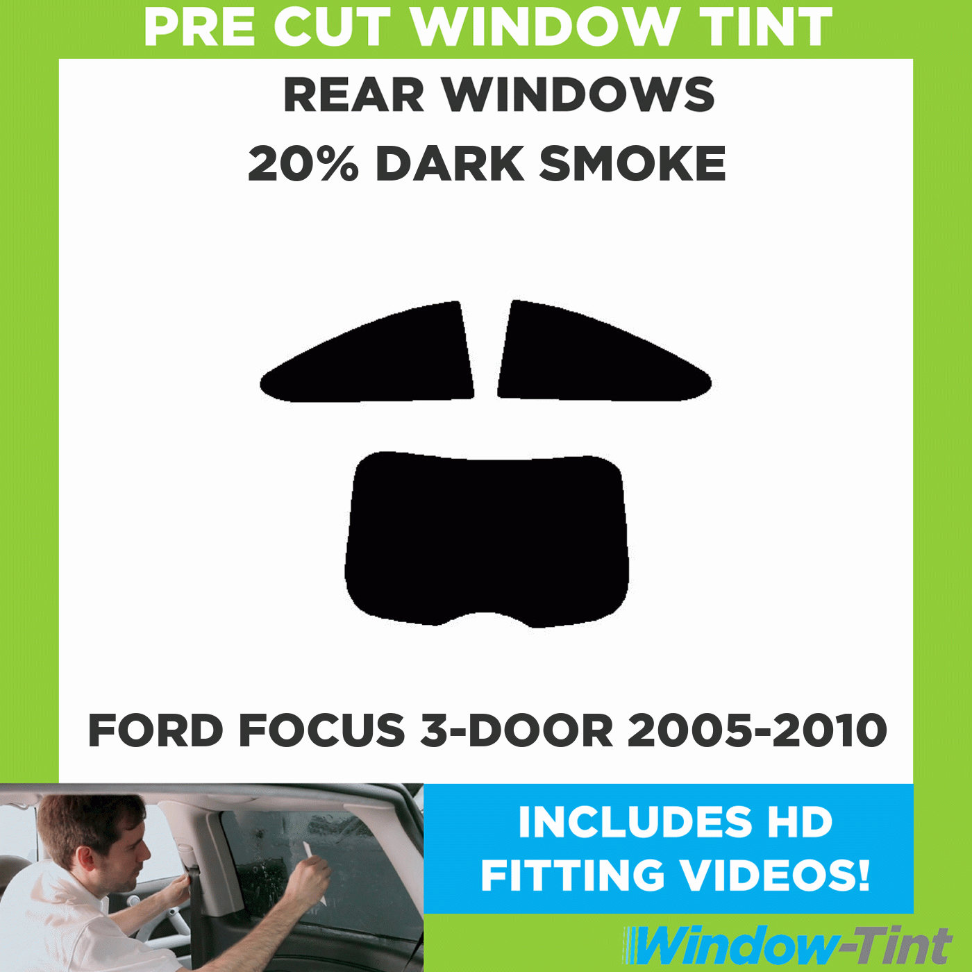 For Ford Focus 3-door Hatchback 2005-10 Pre Cut Window Tint Kit 20% ...