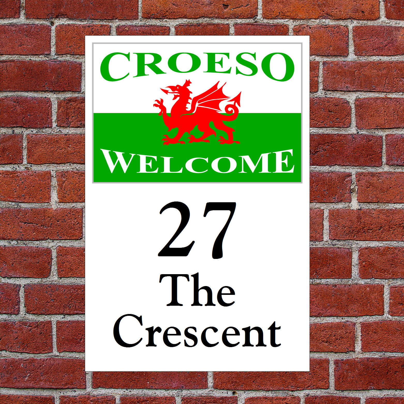 Personalised Croeso welcome welsh dragon Custom house sign 9300 Address ...