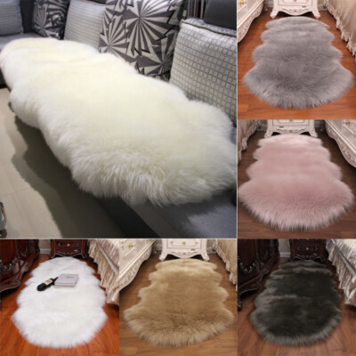 Shaggy Soft Fluffy Bedroom Faux Fur Sheepskin Rugs Washable Hairy Sofa ...