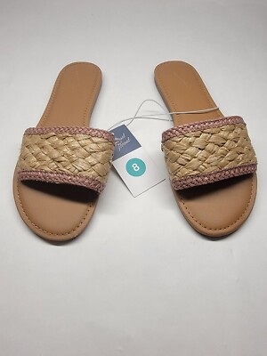 Universal Thread Women's Size 8 Woven Open Toe Slide Sandals Almond | eBay