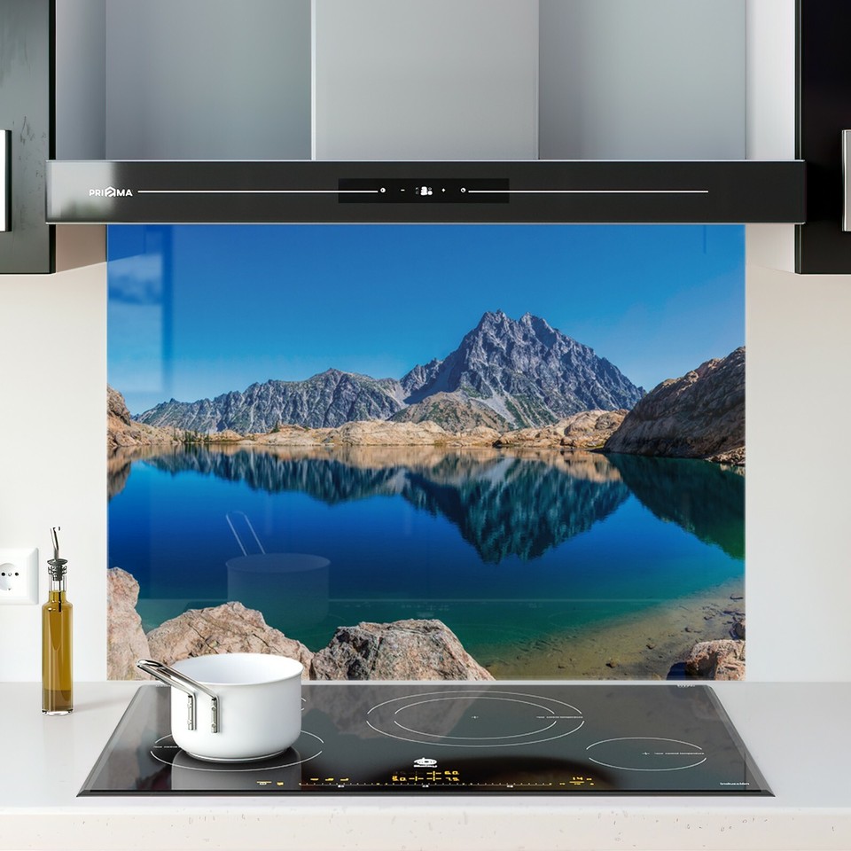 Kitchen Glass Splashback Toughened Tile Cooker Panel ANY SIZE Mountain Sky Lake | eBay UK