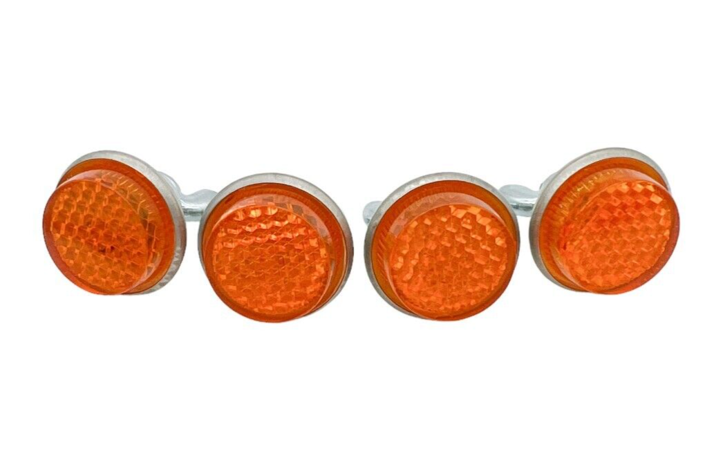 (Set/4) Amber Mini Reflectors Stud Mount For Motorcycle Bicycle Truck ...