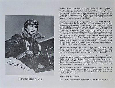 Lester Gray signed 8x10 Bio VF-10 F6F HELLCAT Fighter Ace 5.25V WWII | eBay