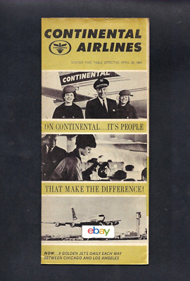 CONTINENTAL AIRLINES SYSTEM TIMETABLE 4-26-1964 B720B-VISCOUNT-DC-6B-DC ...