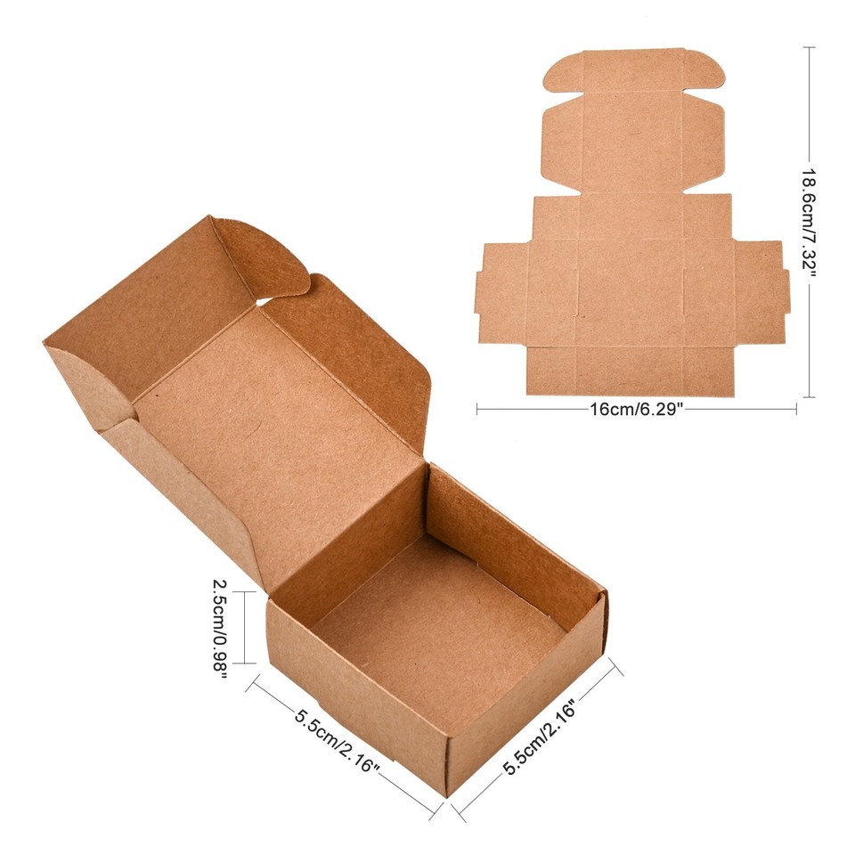 10x Square BurlyWood Folding Boxes Kraft Paper Gift Box DIY Crafts 5 ...