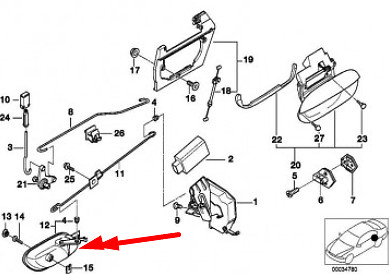 NEW BMW 5 E39 RIGHT SIDE DOOR INTERIOR HANDLE 51218226050 8226050 OEM ...