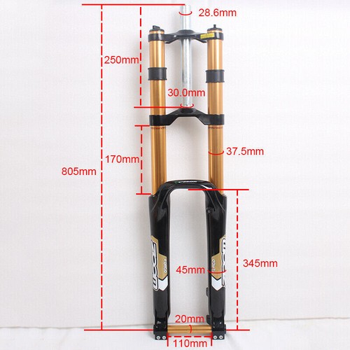 ZOOM 26" MTB Downhill Bike Fork DH680 Thru Axle 170mm Travel Suspension ...