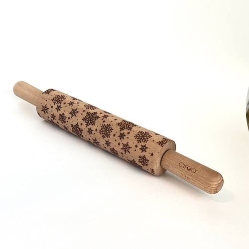 Christmas Rolling Pin By CIROA With Snowflakes Wood 18 Inch Winter | eBay