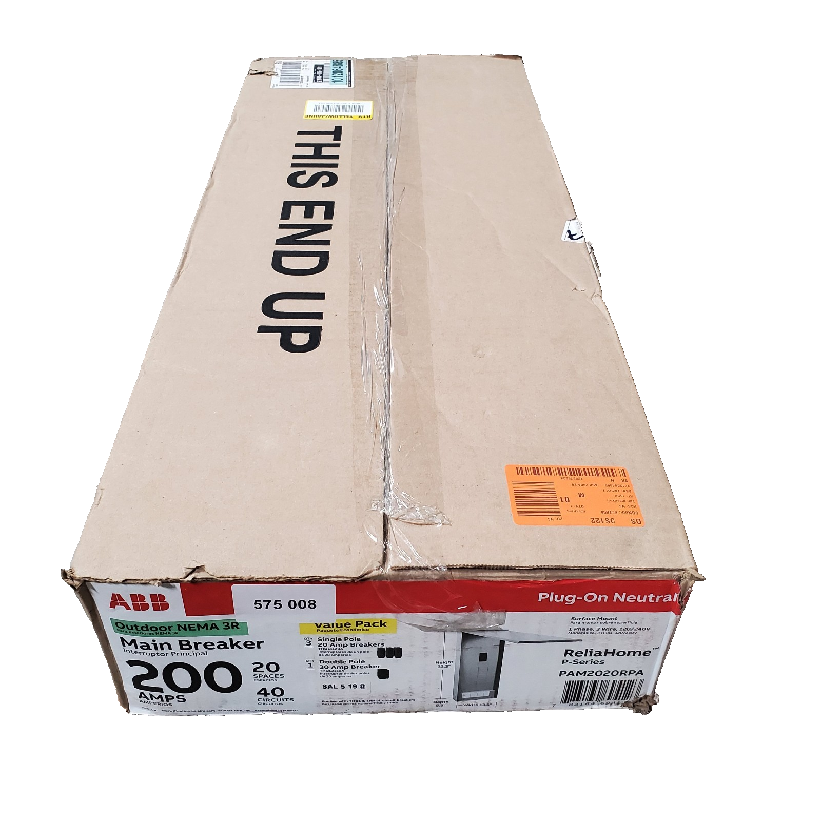 ABB 200 Amp 20 Space Outdoor Main Breaker Load Center Value Pack ...