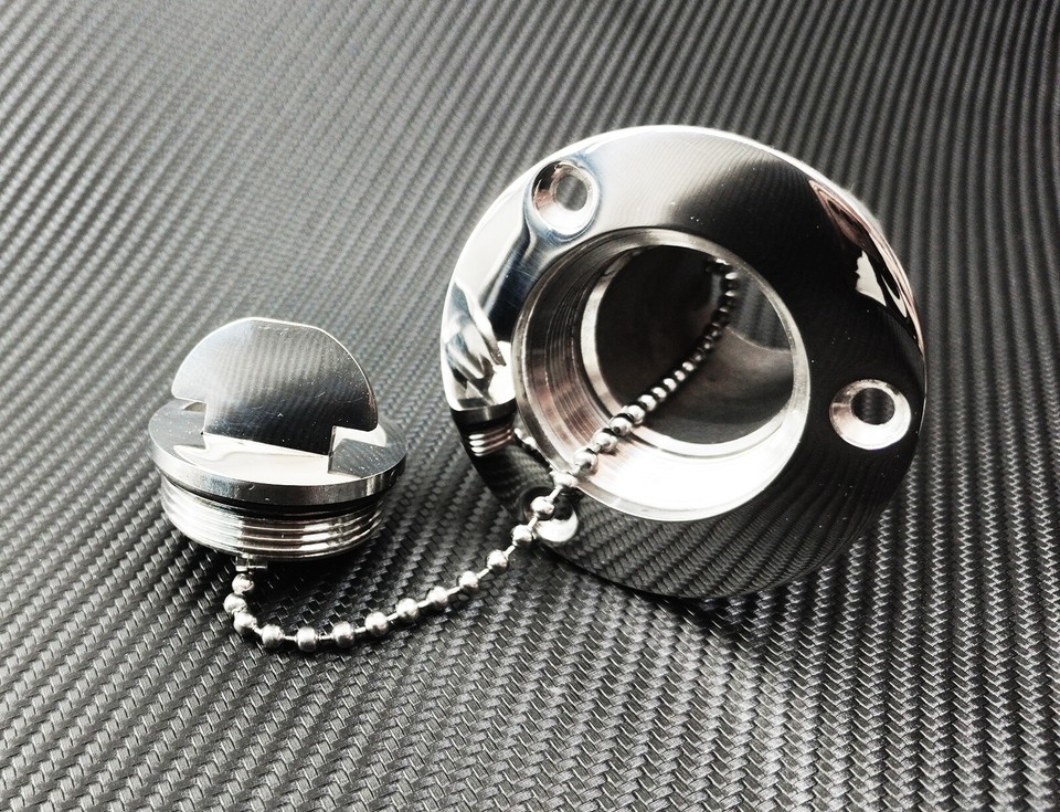 1.5" Inlet Polished Stainless Steel Fuel Filler Neck Flip Top Cap ...