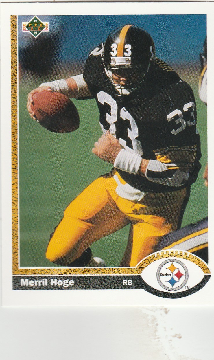 FREE SHIPPING-MINT-1991 Upper Deck #131 Merril Hoge Pittsburgh Steelers ...