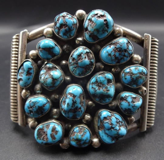 Heavy Vintag Sterling Silver Blue Diamond TURQUOISE C… - Gem