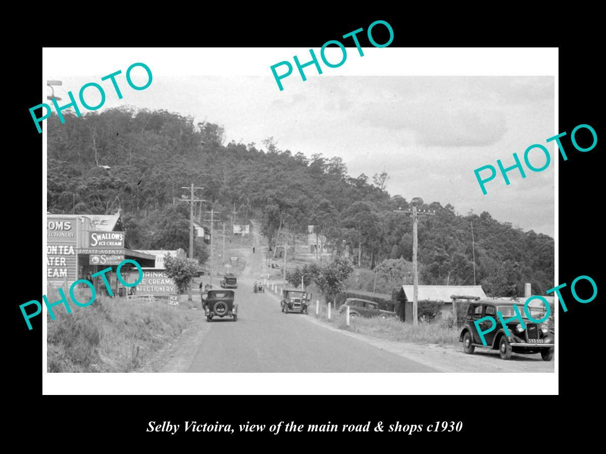 OLD POSTCARD SIZE PHOTO OF SELBY VICTORIA VIEW OF MAIN ROAD & SHOPS ...