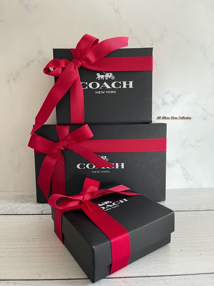 🎀BN Coach Black Gift ~Packing Box~Handle Bag~Envelope Bag~Gift tag Pick ...
